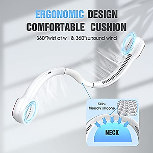 Veeool Portable Neck Fan, 4000mAh Battery Operated Fan, Neck Fans Portable Rechargeable Cooling Fan, Personal fan Air Conditioner for Neck, Hands Free USB Fan for Indoor Outdoor Camping, Gardening