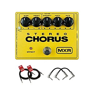 DUNLOP M134 MXR Stereo Chorus Guitar Effects Pedal with 2 Path Cable and 2 Instrument Cable (Guitar Effects Pedal Bundle)