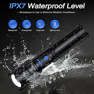 Kicoeoy Rechargeable Flashlights High Lumens, Led Flashlight 990000 Lumens Bright Flash Light with 7 Modes, Flashlights for Camping, Home, IPX7 Waterproof (2 Pack)