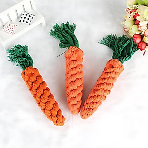 WFIST Dog Rope Toy Set for Small to Medium Aggressive Chewers, Set of 3 Includes Carrot, Corn and Giraffe, 100% Cotton Dental Cleaning Chew Toys