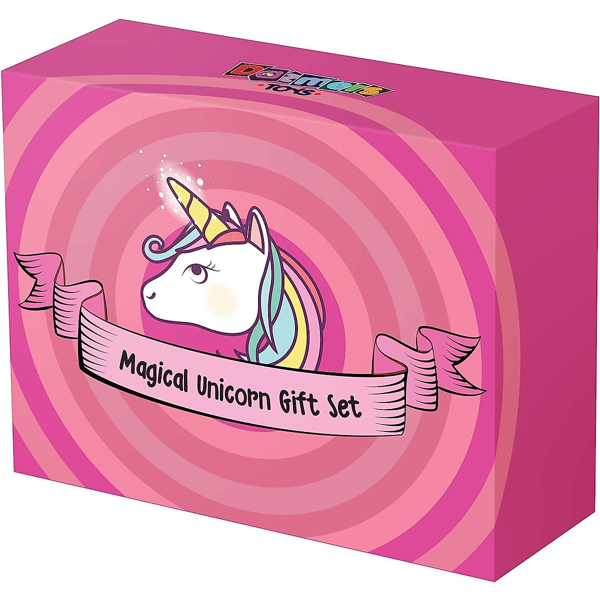 Dazmers Magical Unicorn Stuffed Animals Gift Set - 15" - Plush Unicor with Pink Sunglasses, Purse, Sparkling Gem Stones, Glitter, and 5 Markers - Perfect for Girls Who Love Unicorns, Stuffed Plushie