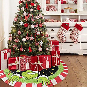 Christmas Tree Skirt 47 Inches Xmas Tree Skirt Christmas Trees Skirt Farmhouse Christmas Ornaments for Holiday Party Christmas Tree Mat Christmas Decorations Holiday Party Indoor Outdoor