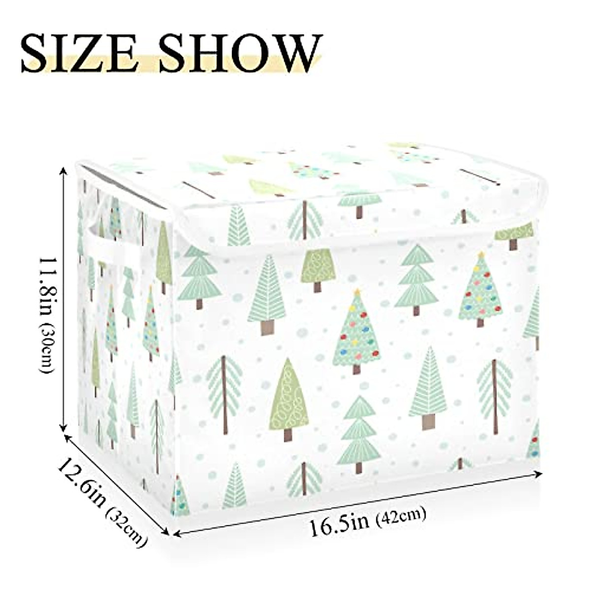 xigua Cute Christmas Tree Storage Bins with Lids Foldable Large Cube Storage Boxes with Handles for Home Bedroom Closet Office (16.5x12.6x11.8 in)#1