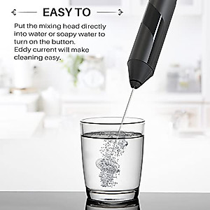 HOOCEN Milk Frother for Coffee Frother, Electric Whisk Drink Mixer Handheld Frother Battery Powered, Milk Foamer, Mini Mixer and Coffee Blender Frother for Latte Matcha Cappuccino, No Stand Black