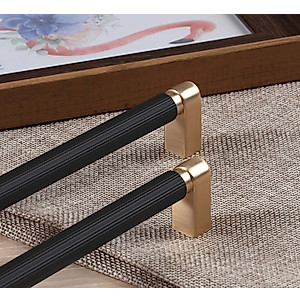 CILEYTION 10 Pack Black and Gold Door Handles, 5 Inch Hole Centers Gold Cabinet Handles, Gold Dresser Handles and Kitchen Cabinet Hardware