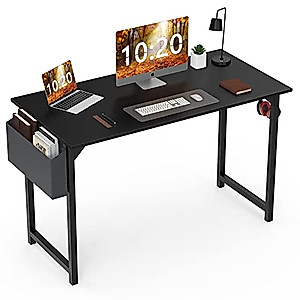 Computer Desk Home Office Desk 47 Inch Writing Desks Small Space Desk Study Table Modern Simple Style Work Table Student Desk PC Table with Storage Bag Headphone Hook Metal Frame for Home, Bedroom