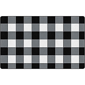Flagship Carpets Schoolgirl Style Industrial Chic Black & White Buffalo Check Classroom Area Rug for Indoor Classroom Learning or Kid Bedroom Educational Play Mat, 7'6" x 12'
