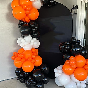 Orange and Black Balloons Arch Garland Kit, 134pcs Black Orange Halloween Balloons with Different Size for Graduation, Halloween, Harley Davidson Decorations