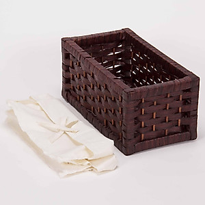 Household Essentials ML-7022 Set of Three Wicker Storage Baskets with Removable Liners | Paper Rope Black Stain