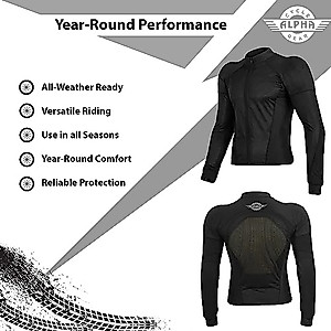 ALPHA CYCLE GEAR Motorcycle Shirt Armor Mesh Moto Riding Armour Jacket for Men and Women (as1, alpha, l, regular, regular, Black)