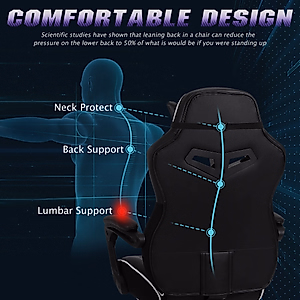 Zeanus Gaming Chair for Adults Purple Gaming Chairs Reclining Computer Chair with Footrest for Heavy People Gamer Chair with Massage Ergonomic PC Gaming Chair Racing Chair for Gaming Big and Tall