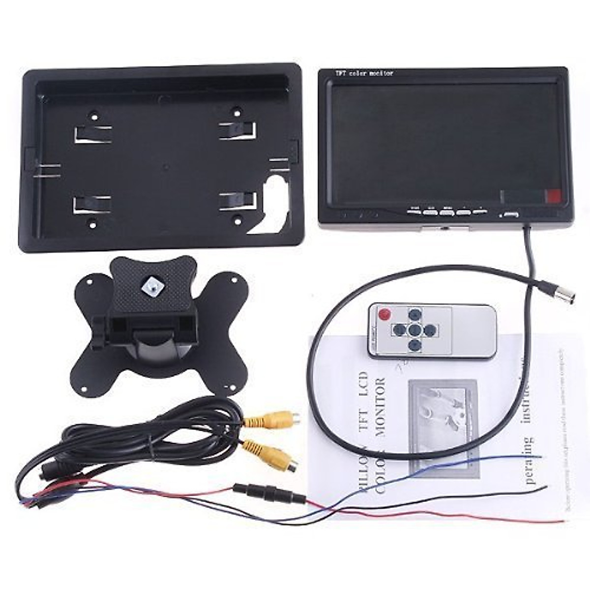 BW 7 inch High Resolution 800 * 480 TFT Color LCD Car Rear View Camera Monitor Support Rotating The Screen and 2 AV Inputs