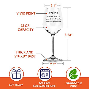 COVLUROTO Mothers Day Funny Gifts for Mom from Daughter Son-13OZ Wine Glass Goblet-Novelty Christmas Thanksgiving Birthday Anniversary Retirement Gift Presents Idea for New Mom Mother in Law Stepmom