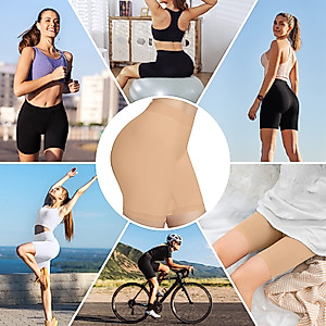 BESTENA 3 Pack Slip Shorts Womens Comfortable Seamless Smooth Slip Shorts for Under Dresses(3Nude,X-Large)