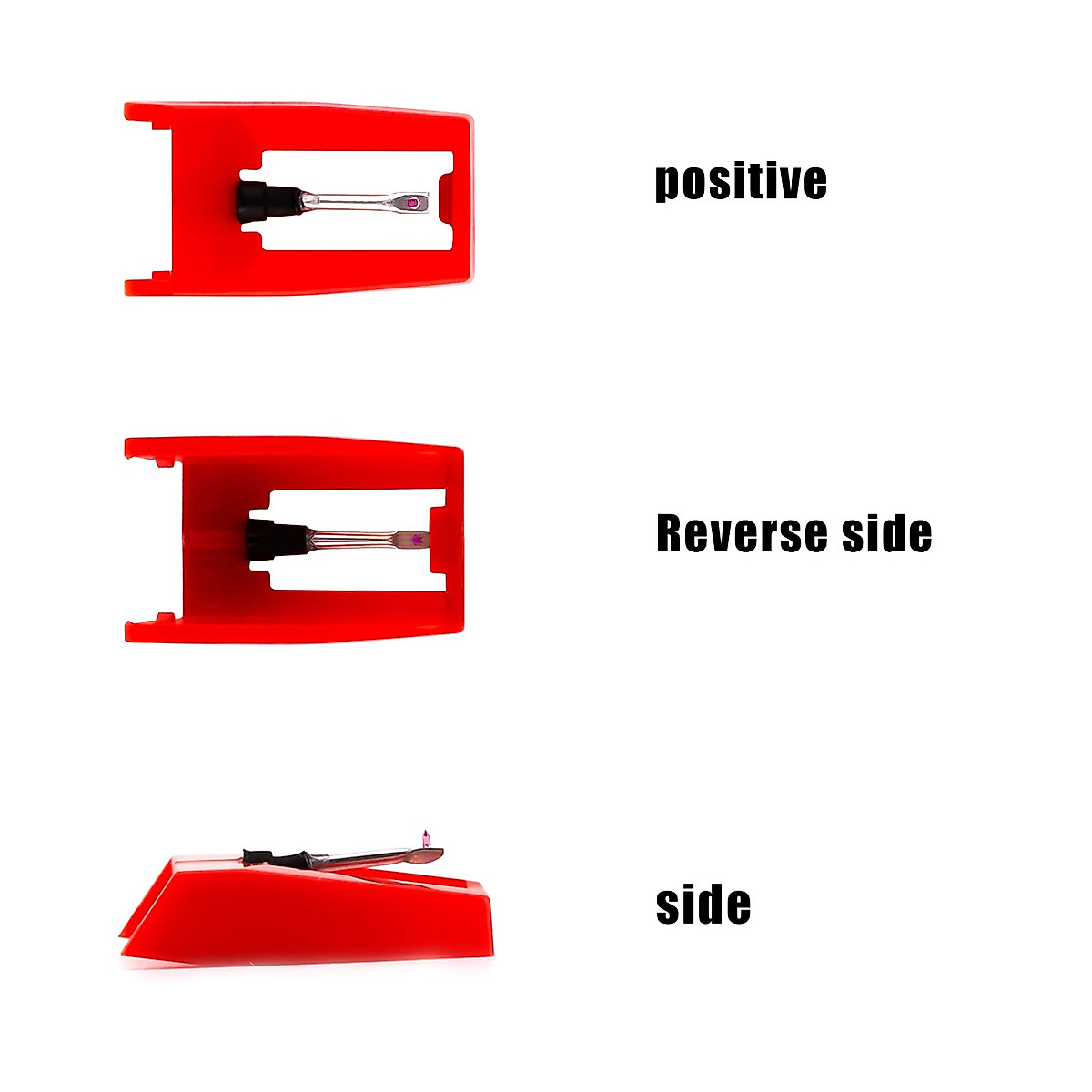 SAVITA 4pcs Record Player Needle Replacements, Diamond Stylus Needles Replacement for Turntable Accessories for LP Vinyl Record Player Phonograph (Red)