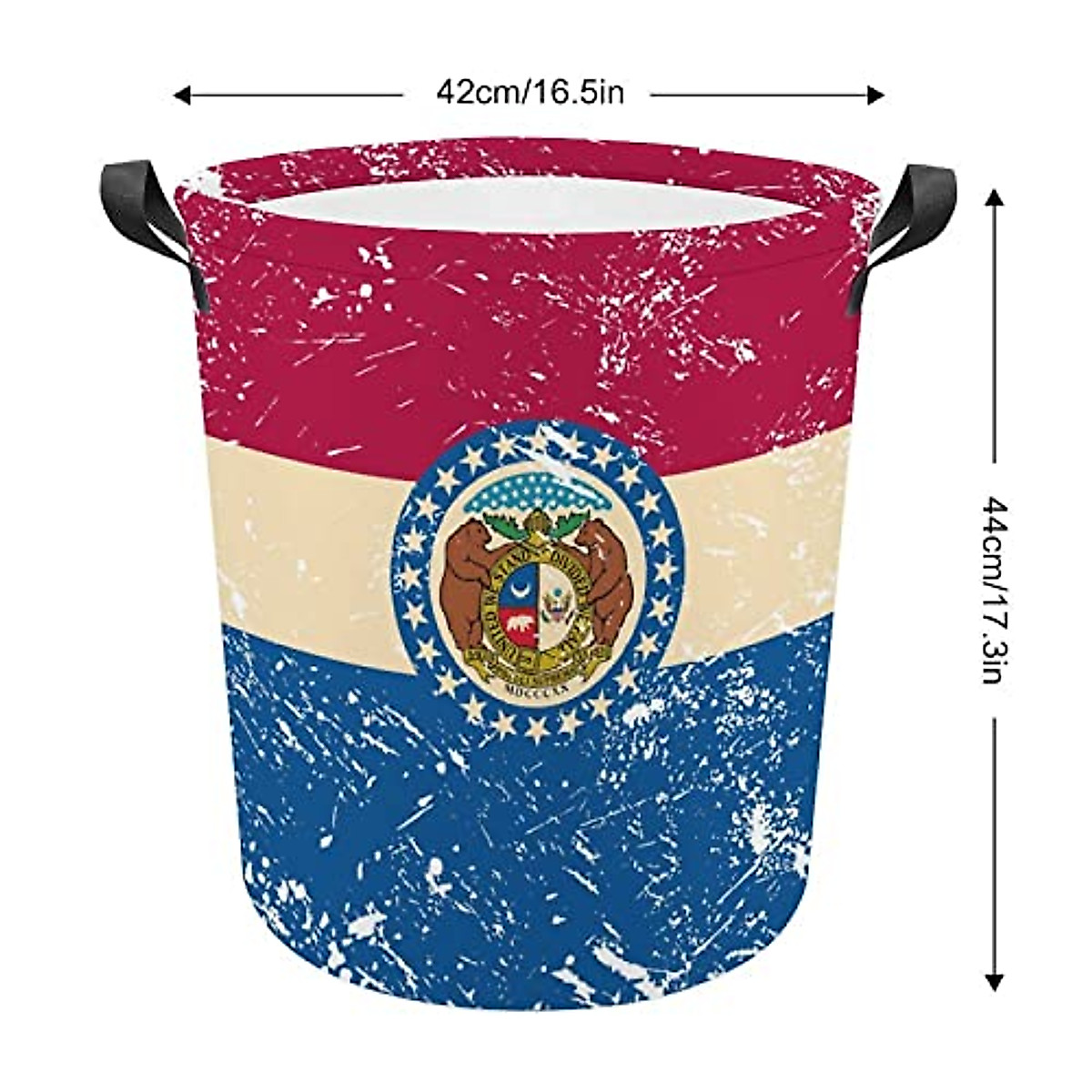 Missouri State Flag Foldable Laundry Basket Waterproof Hamper Storage Bin Bag with Handle 16.5"x 16.5"x 17"