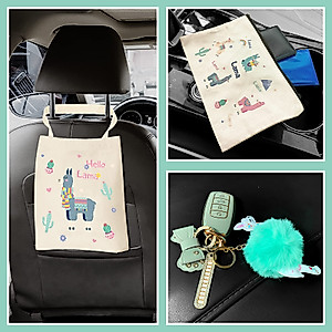 MANOPAWS Llama Canvas Tote Bags Cute Aesthetic Car Trash Bag,Alpaca Car Back Seat Organizer|Car Trash Can for Vehicle, Travelling, Camping/Cute Funny Birthday Gift for Alpaca Lovers