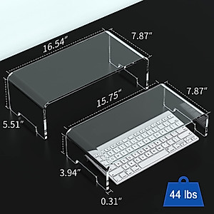 Zimilar 2 Pack Monitor Stand Riser, Acrylic Computer Stand Riser for Computer, Laptop, Printer, Notebook, iMac, Crystal Clear Laptop Stand and Monitor Riser(Large & Small Acrylic)