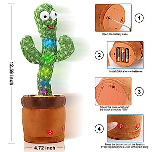 Hongsome Talking Cactus Mimicking Toy,Cactus Baby Toy That Repeat What You Say Singing Dancing,Funny Plush Toy Gifts for Babies Boys Girls Kids