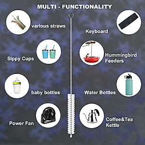 Long Straw Cleaner Brush Extend 10 inch, Wide 10mm diam Pipe Cleaners, Long Straw Brush for Sippy Cup, Water Bottle and Tubes, Drinking Straw Cleaning Brush Set 10 Pack