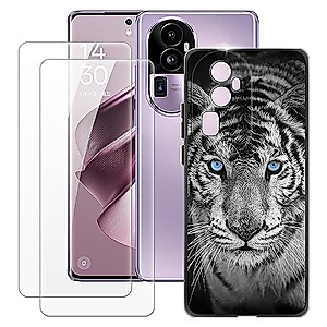 MILEGAO Oppo Reno 10 Pro Plus 5G Case + 2PCS Screen Protector Tempered Glass, Ultra Thin Bumper Shockproof Soft TPU Silicone Cover for Oppo Reno 10 Pro+ (6.74”)