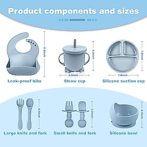 Baby Feeding Set Silicone Toddlers Weaning Feeding Sippy Cup with Straw and Laid Baby Feeding Supplies Set