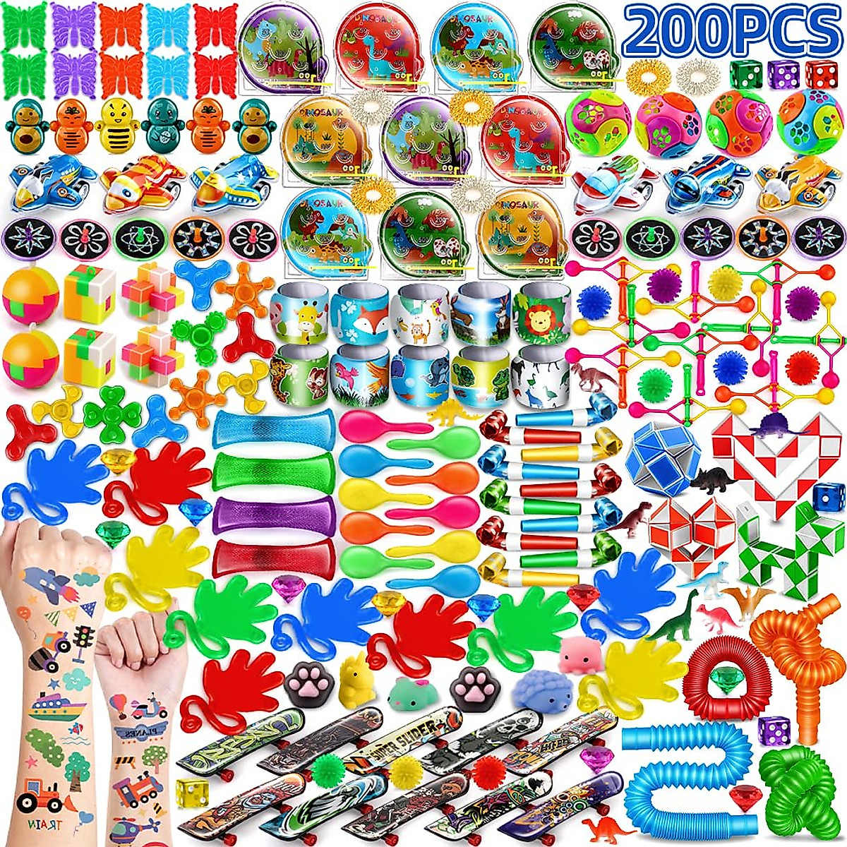 nicknack 200PCS Party Favors Kids Goodie Bag Fillers Toy Assortment Party Prizes Box for Classroom Treasure Prizes box Toys Small Fidget Toy Gifts for Boys Girls