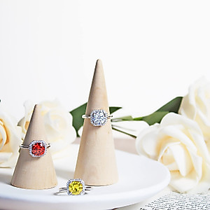 CHERUBIC Platinum Plated Sterling Silver Square Halo Ring For Women Crystal Cubic Zirconia Birthstone Rings Adjustable