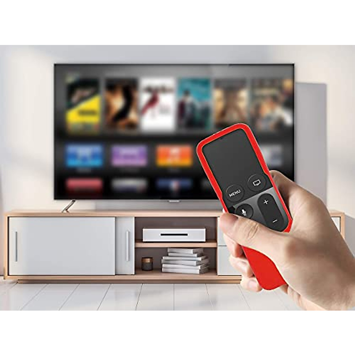 TOKERSE Silicone Case Compatible with Apple TV 4K 4th 5th Generation Siri Remote - Anti-Slip Shock Proof Soft Remote Cover Case Compatible with Apple TV 4K 4th 5th Gen Siri Remote Controller - Red