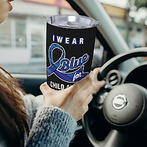 JIESAJ Child Abuse Awareness Insulated Tumbler 20oz Car Cup For Man'S Womans Insulated Tumbler