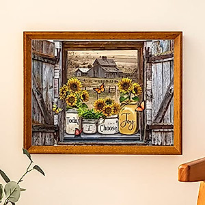 VISIAIP Sunflowers Diamond Painting Kits Butterfly Flower Bottles Log Cabin 5D DIY Full Drill Diamond Art Kits for Adults Kids Flowers Blessing Word Picture Art for Home Wall Decor,15.7 x11.8 inch