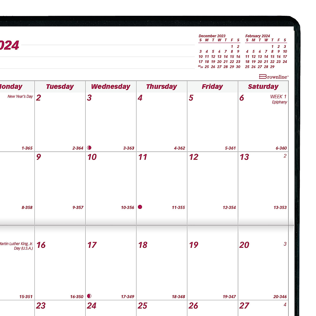 Brownline 2024 Essential Monthly Two-Year Pocket Planner, January 2024 to December 2025, Stitched Binding, 6.5" x 3.5", Assorted Colors (CA24.AST-24)