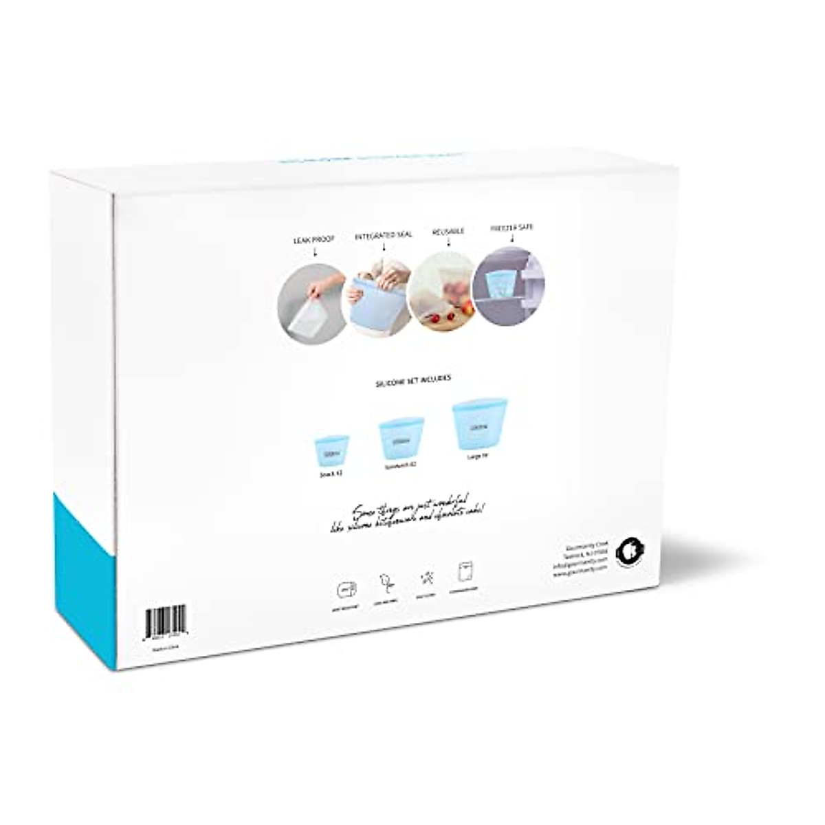 Gourmanity Cook Silicone Storage Bags | Reusable Silicone Bags with Zip Top | Silicone Storage Bags for Food | Leakproof Silicone Snack Bags [6 Bags in 3 sizes]