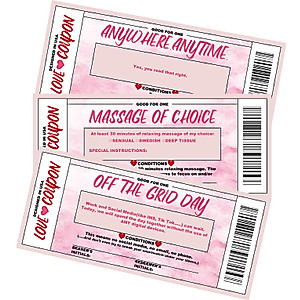 Love Voucher Cards for Him and Her - Romantic Gift for Birthdays, Anniversaries, Valentine's Day - 18 Unique Watercolor Themed Cards