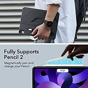 ESR for iPad Air 5th Generation Case 2022 / iPad Air 4th Case 2020, Rugged Protection, Detachable Magnetic Cover, Adjustable Portrait/Landscape Stand with Raised Screen View, 8 Stand Angles, Black