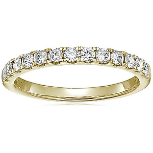 Vir Jewels 1/2 carat (ctw) Diamond Wedding Anniversary Band for Women, Half Eternity Round Diamond Engagement Ring 14K Yellow Gold Prong Pave Set 0.50 cttw, Size 6