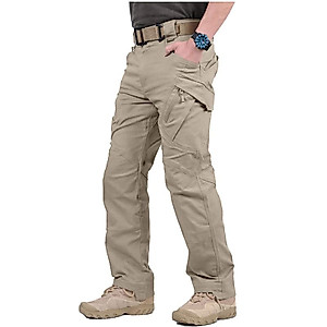 NAVEKULL Men's Work Cargo Pants Lightweight Tactical Pants for Men Stretch Cotton Military Army Combat Slim Fit Hiking Outdoor Trousers with Multi Zipper Pockets