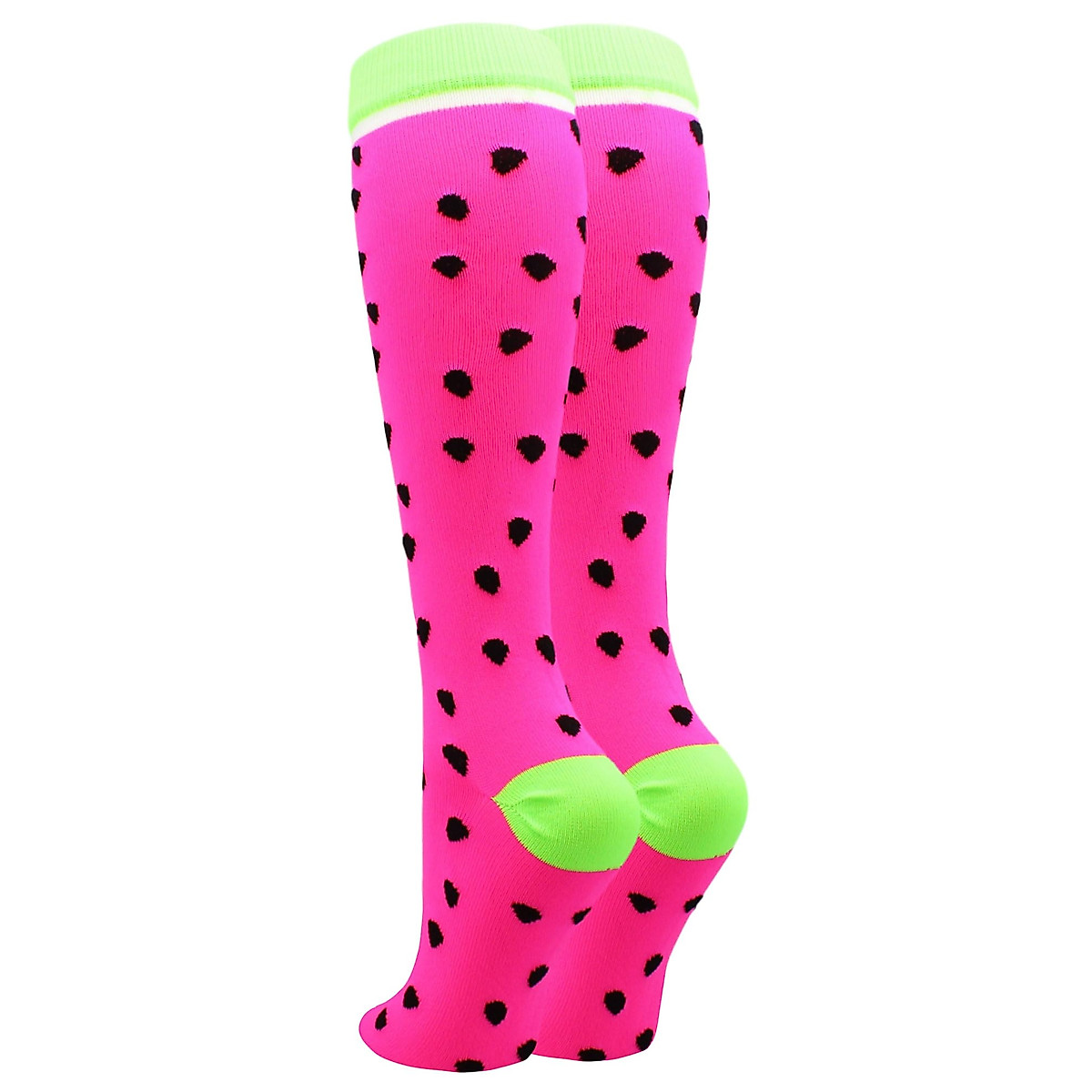 MadSportsStuff Neon Watermelon Over The Calf Socks (Neon Pink/Neon Green, Small)