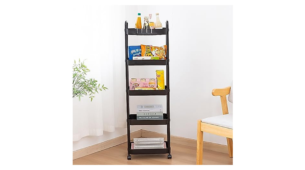 Gagee 5 Tier Rolling Cart with Wheels for Home & Office