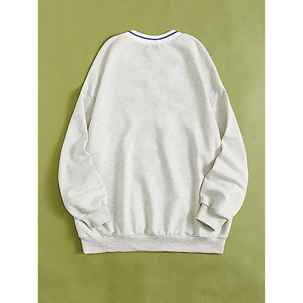 SOLY HUX Women's New York Letter Graphic Sweatshirt V Neck Long Sleeve Casual Pullover Tops Light Grey Letter L