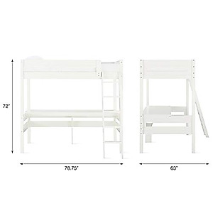 Dorel Living Harlan Wood Loft Bed with Ladder and Guard Rail - Twin (White)