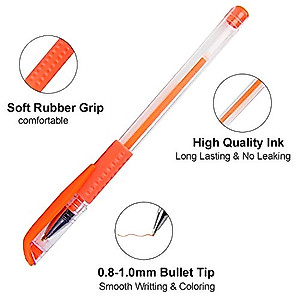 Larkpad 48 Color Gel Pen Set with Portable Nylon Case-24 Glitter 8 Metallic 6 Neon 6 Pastel 4 Classic for Adult Coloring Drawing Note Taking (48 Pens)