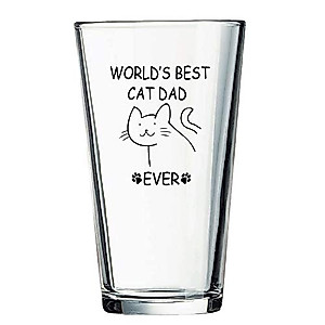 World's Best Cat Dad Ever Beer Glass, Novelty Gifts Idea for Dad Father Cat Dad Friends Men Cat Lover Pet Owner, Cat Lover Gift for Father’s Day Birthday Christmas, Funny 15Oz Drinking Beer Glass