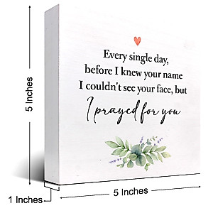 I Prayed for You Wood Block Sign Desk Decor,Rustic Love Wooden Box Plaque Sign Desk Decor for Home Bedroom Shelf Table Decor Decorations