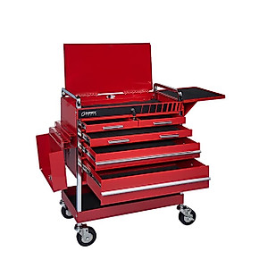 Sunex 8045 Professional 5 Drawer Service Cart with Locking Top- Red