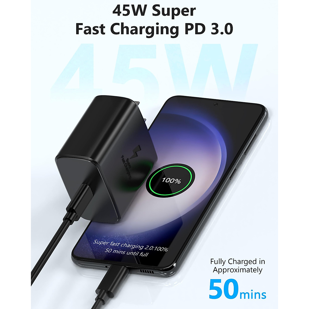 2024 New 45W Samsung Charger USB C Fast Charger Type C Charger for Samsung Galaxy S24 Ultra/S24 /S23 Ultra/S23/S23 FE/S22 ultra/S22/Z Fold 5 4/Z flip 5 4/Galaxy Tab S9 S8 S7/Galaxy Book 3,6FT Cable