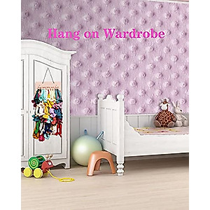 FavoritBow 1PCS Pink Bow Holder for Girls Hair Bows,Hair Accessories Organizer for Baby Girls,Heart-Shape Felt Hair Bow Headbands Hangers for Door,Closet,Wall