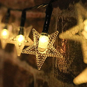 SMATOLS Solar Christmas Snowflake String Lights,50 LED Waterproof Multicolor Fairy Lights for Garden