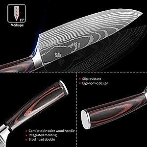 XITUO Kitchen chef Knife Set,8 Piece High Carbon Stainless Steel Knives Pakkawood Handle, Ultra Sharp Cooking Knife with Knife Sheath & Gift Box (8PCS Chef Knife Set)