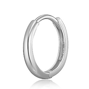14k REAL White Gold 2mm Thickness Hoop Huggie Earrings (11 x 11 mm)